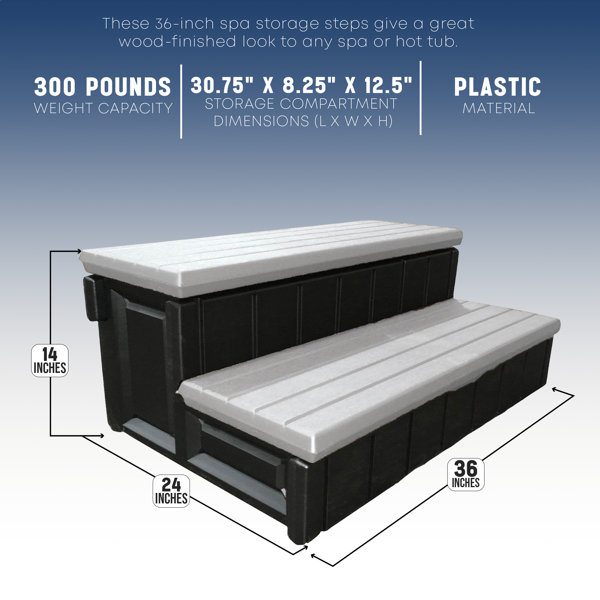 Confer Plastics Leisure Accents 36 Inch Outdoor Spa Hot Tub Storage Steps, Gray & Reviews | Wayfair